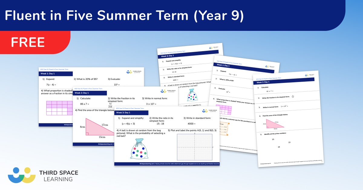 [FREE] Year 9 Fluent in Five Arithmetic Pack (Summer Term - Weeks 1 to 12)