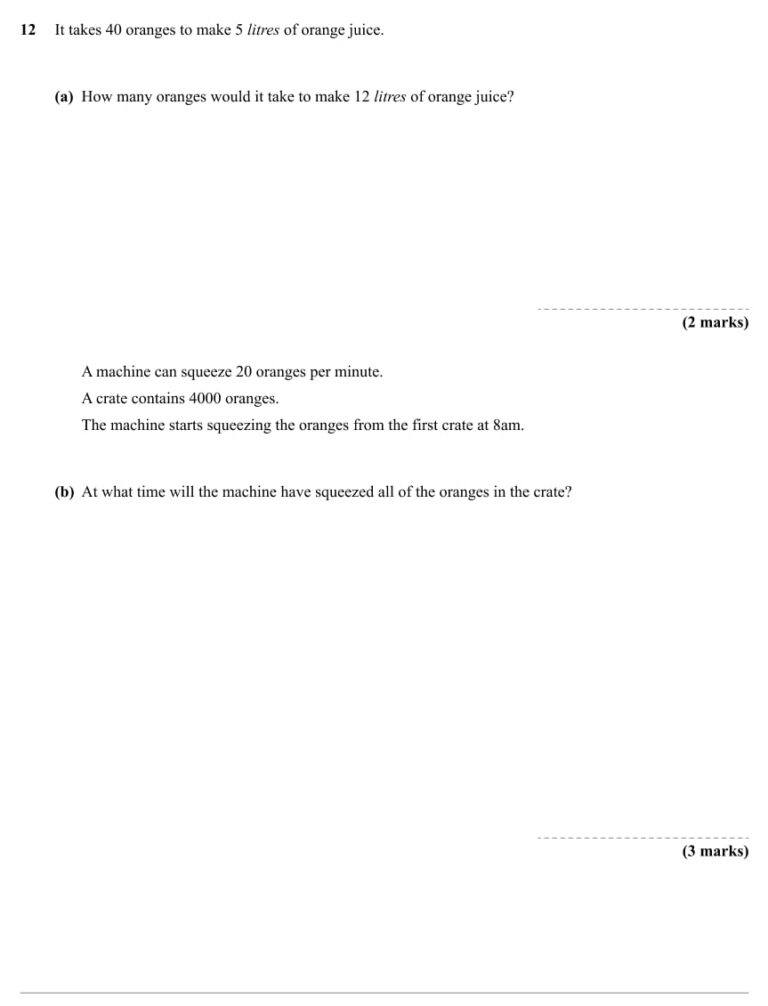 Year 7 Maths Test With Answers And Mark Scheme