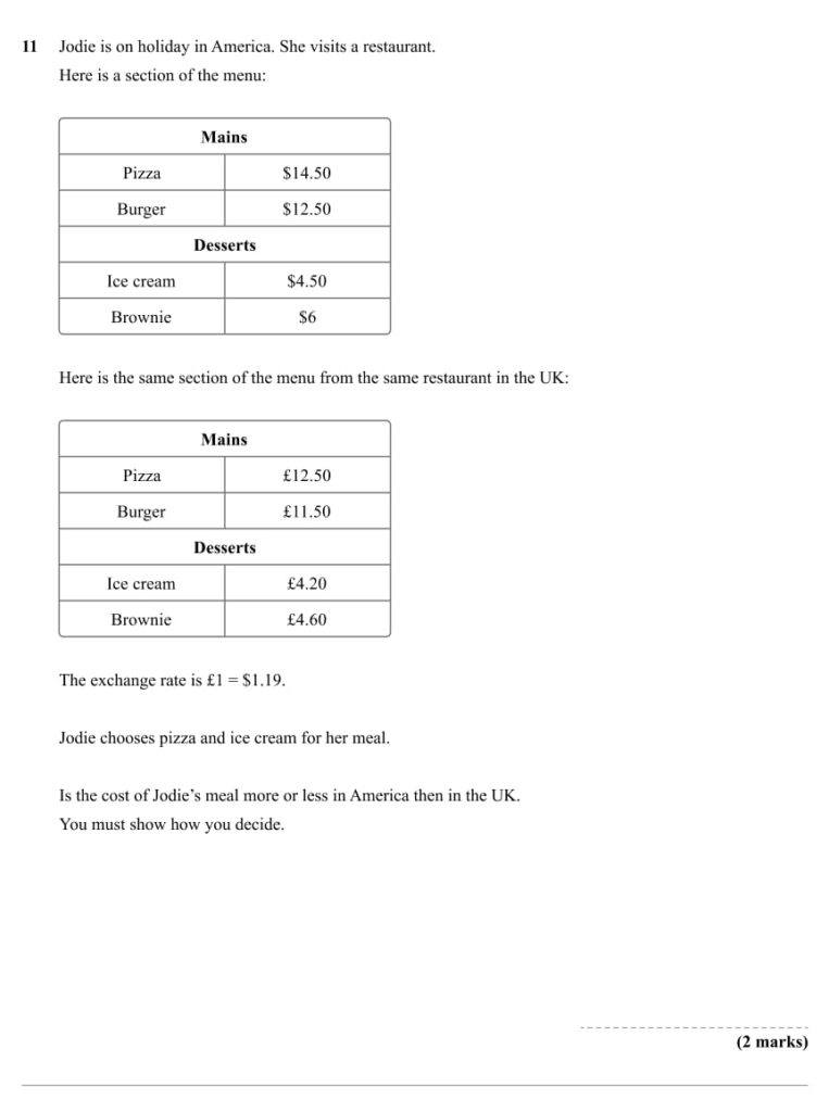 Free Year 9 Maths Test With Answers And Mark Scheme