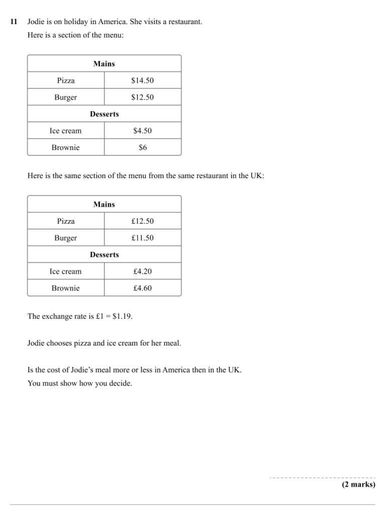 Free Year 9 Maths Test With Answers And Mark Scheme