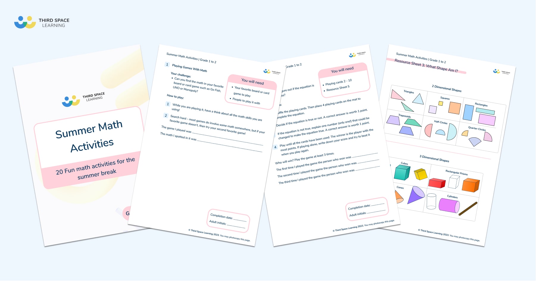  FREE Summer Math Activities Grade 1 To 2 Third Space Learning
