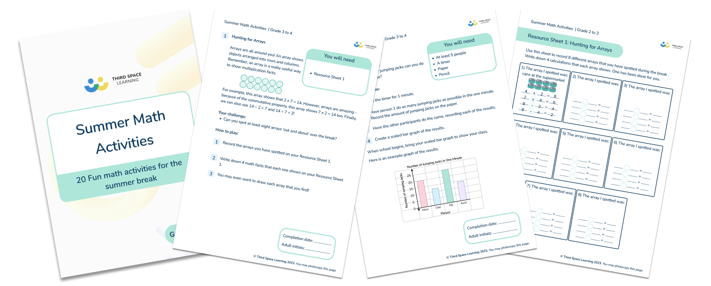 FREE Summer Math Activities Grade 3 To 4 Third Space Learning FREE Summer Math Activities Grade 3 To 4 Third Space Learning