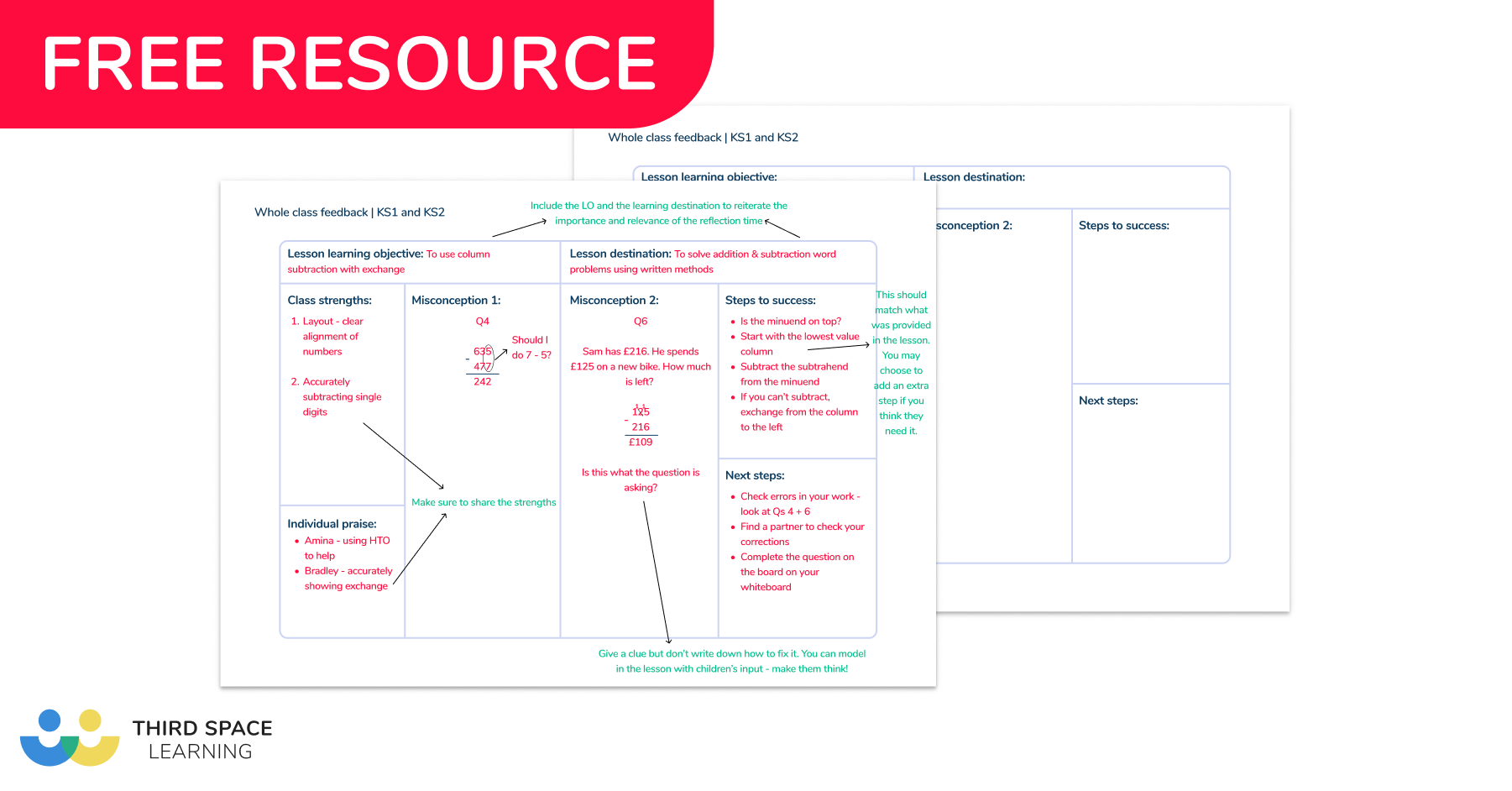 [FREE] Whole Class Feedback Template & Example