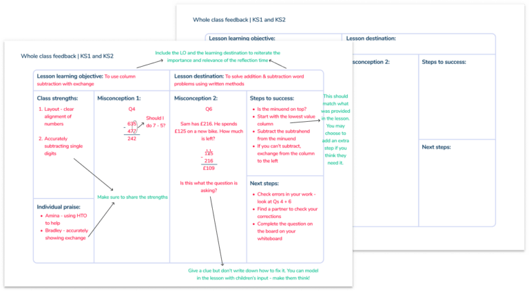 [FREE] Whole Class Feedback Template & Example