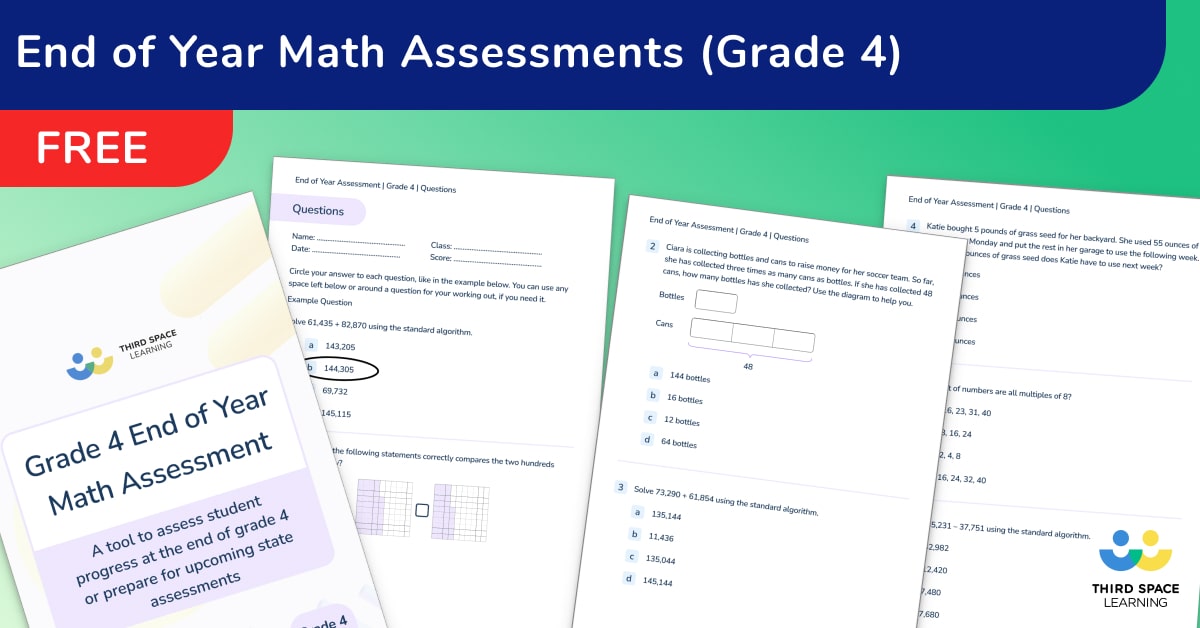 [FREE] 4th Grade End of Year Math Assessments