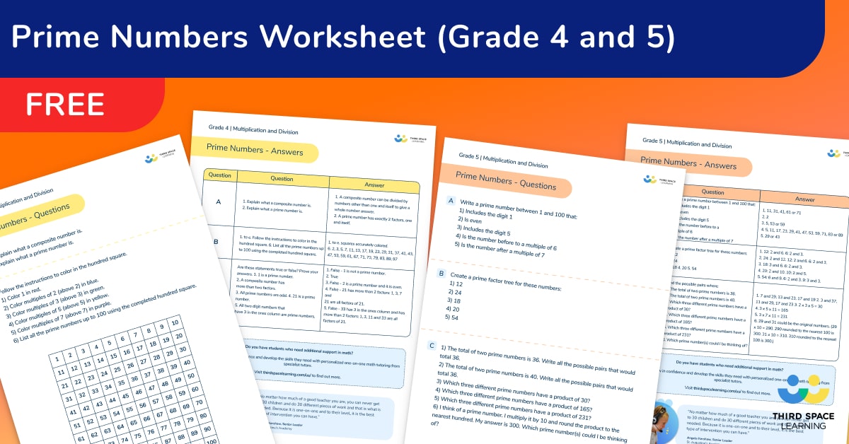 [FREE] Prime Numbers Worksheets - Third Space Learning