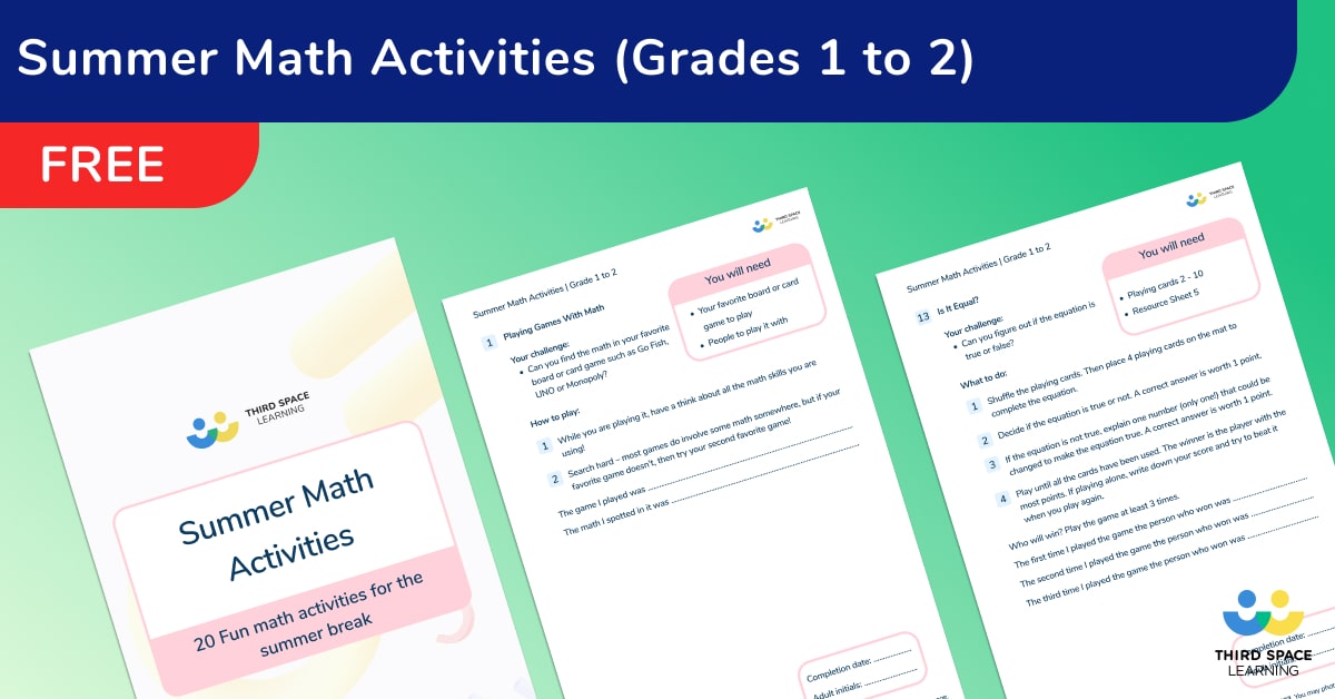 [FREE] Summer Math Activities for 1st and 2nd Grade - Third Space Learning
