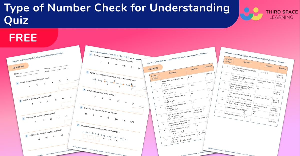 [FREE] Types of Number Check for Understanding Quiz - Third Space Learning