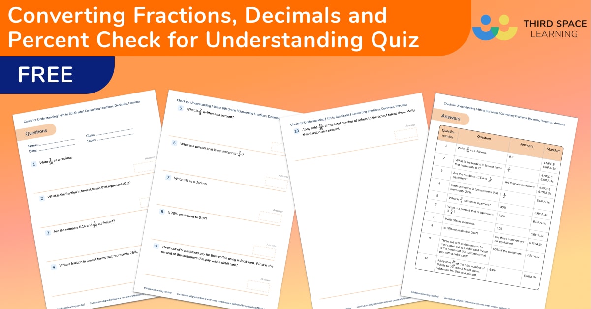 [FREE] Converting Fractions, Decimals and Percents Check for ...