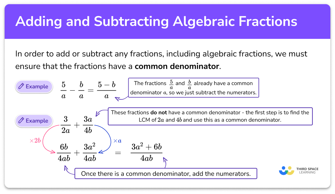 Adding And Subtracting Algebraic Fractions GCSE Maths Guide
