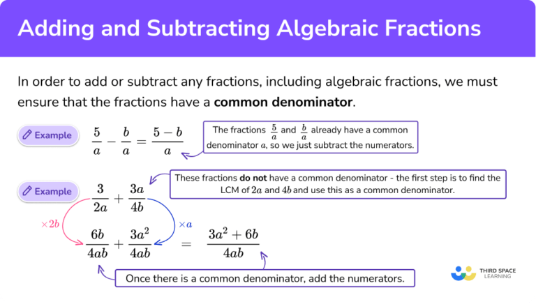 Adding And Subtracting Algebraic Fractions - GCSE Maths Guide