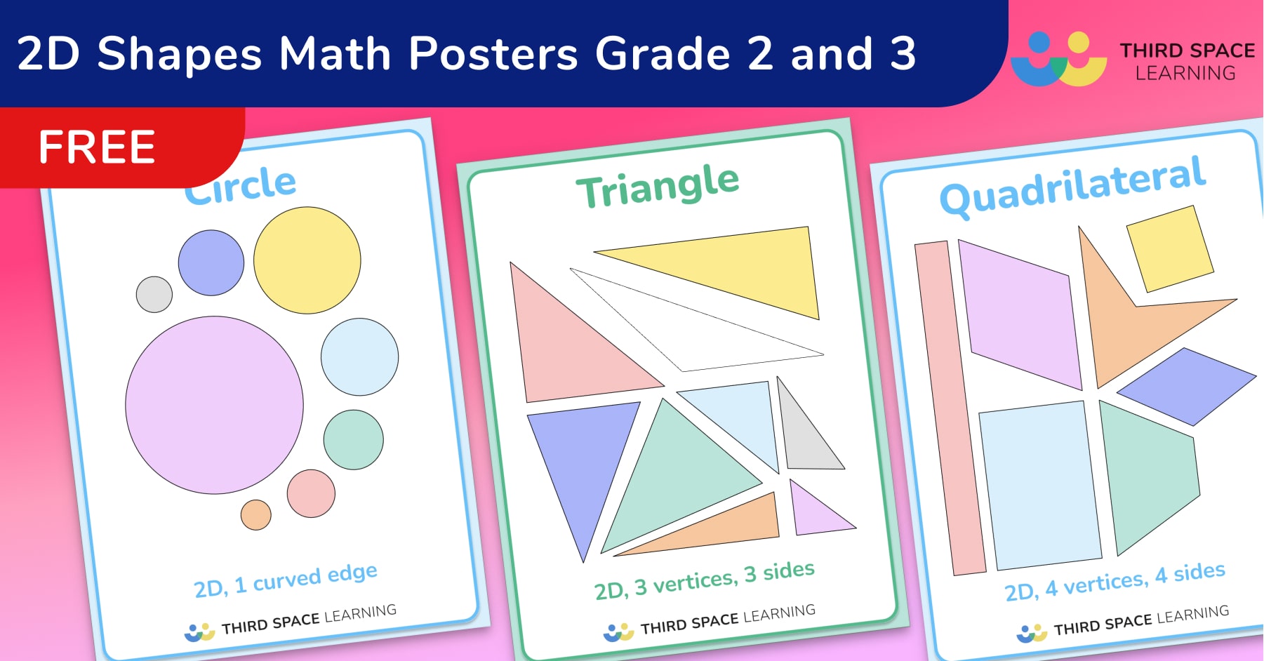 [FREE] 2D Shapes Math Posters Grade 2 and 3