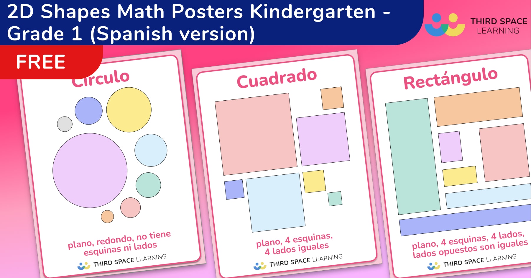 [FREE] 2D Shapes Math Posters Kindergarten - Grade 1 (Spanish Version)