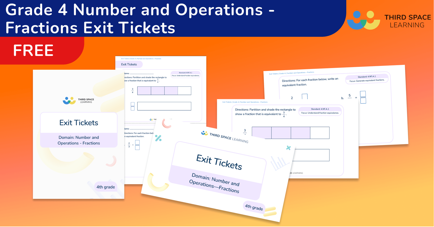 Exit Tickets Grade 4 - Number and Operations - Fractions