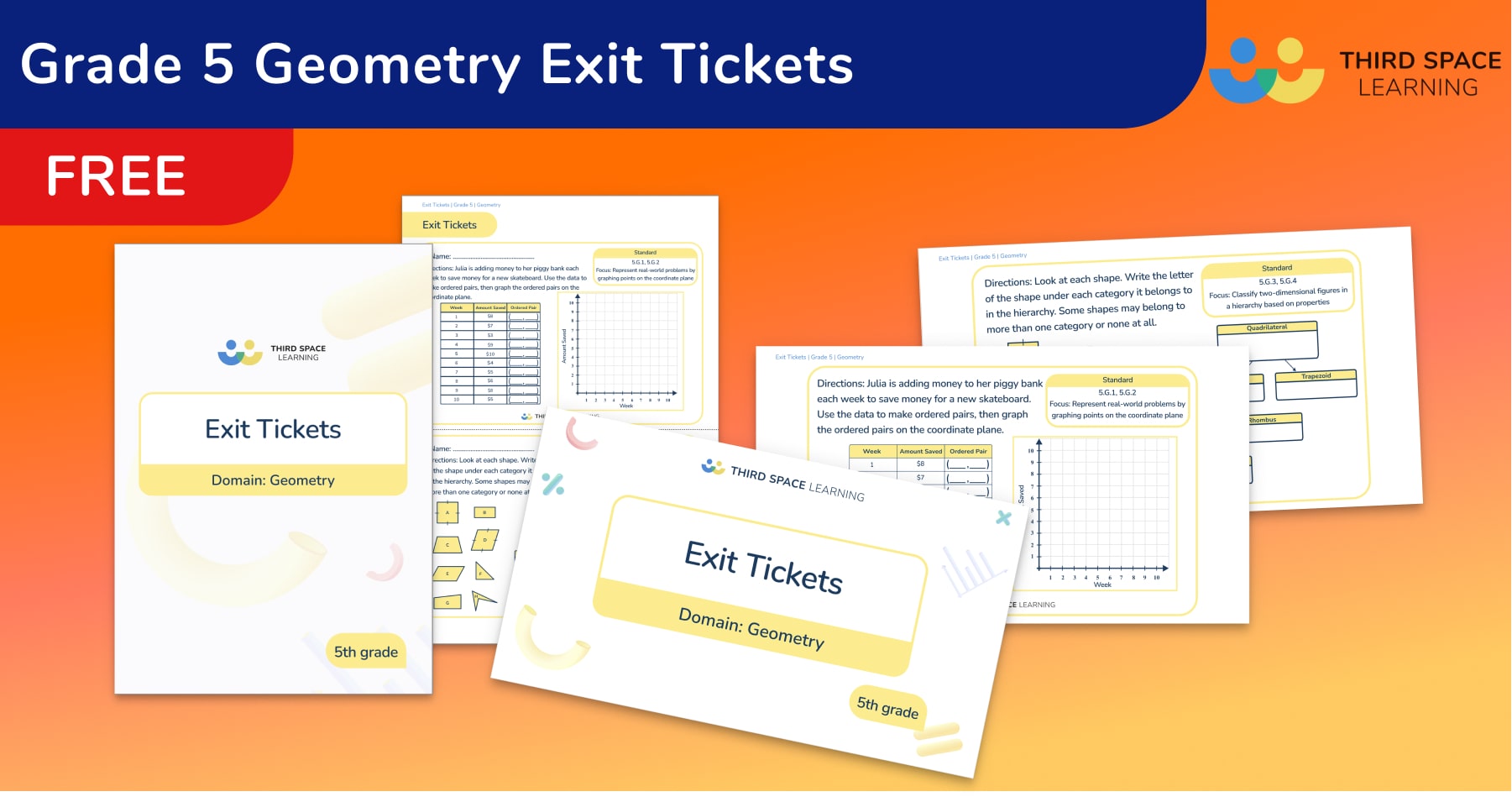 [FREE] Grade 5 Geometry Exit Tickets - Third Space Learning