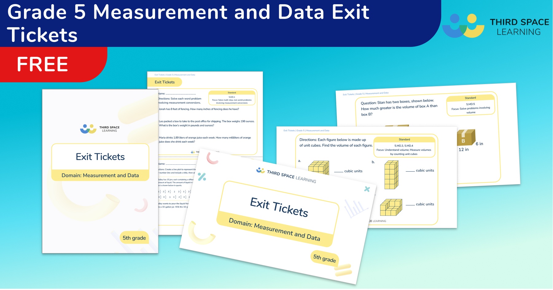 [FREE] Grade 5 Measurement and Data Exit Tickets - Third Space Learning