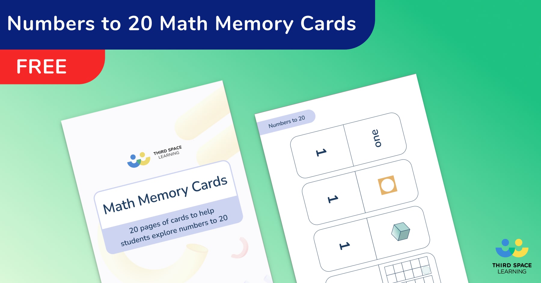[FREE] Numbers to 20 Math Memory Cards - Third Space Learning