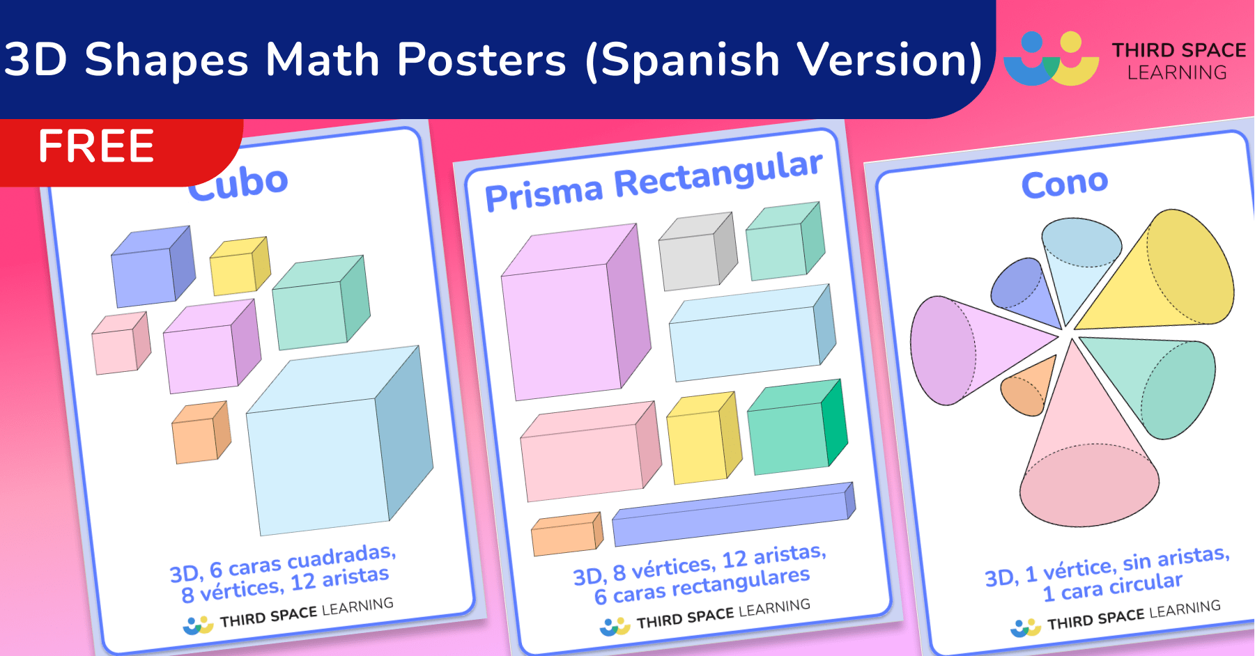[FREE] 3D Shapes Math Posters (Spanish Version)