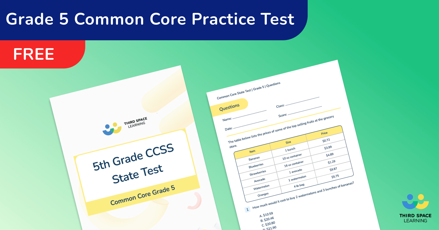 Common Core Practice Test Grade 5 Common Core Practice Test Grade 5