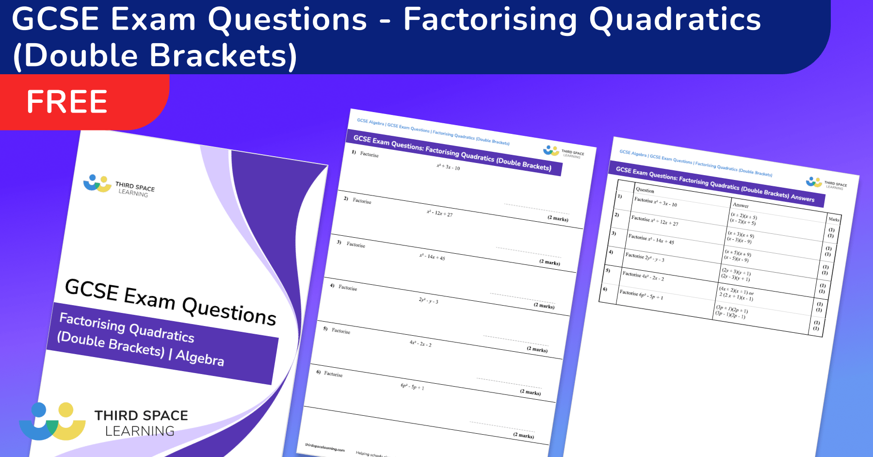 Factorising Quadratics Exam Questions Double Brackets Gcse Maths [free]