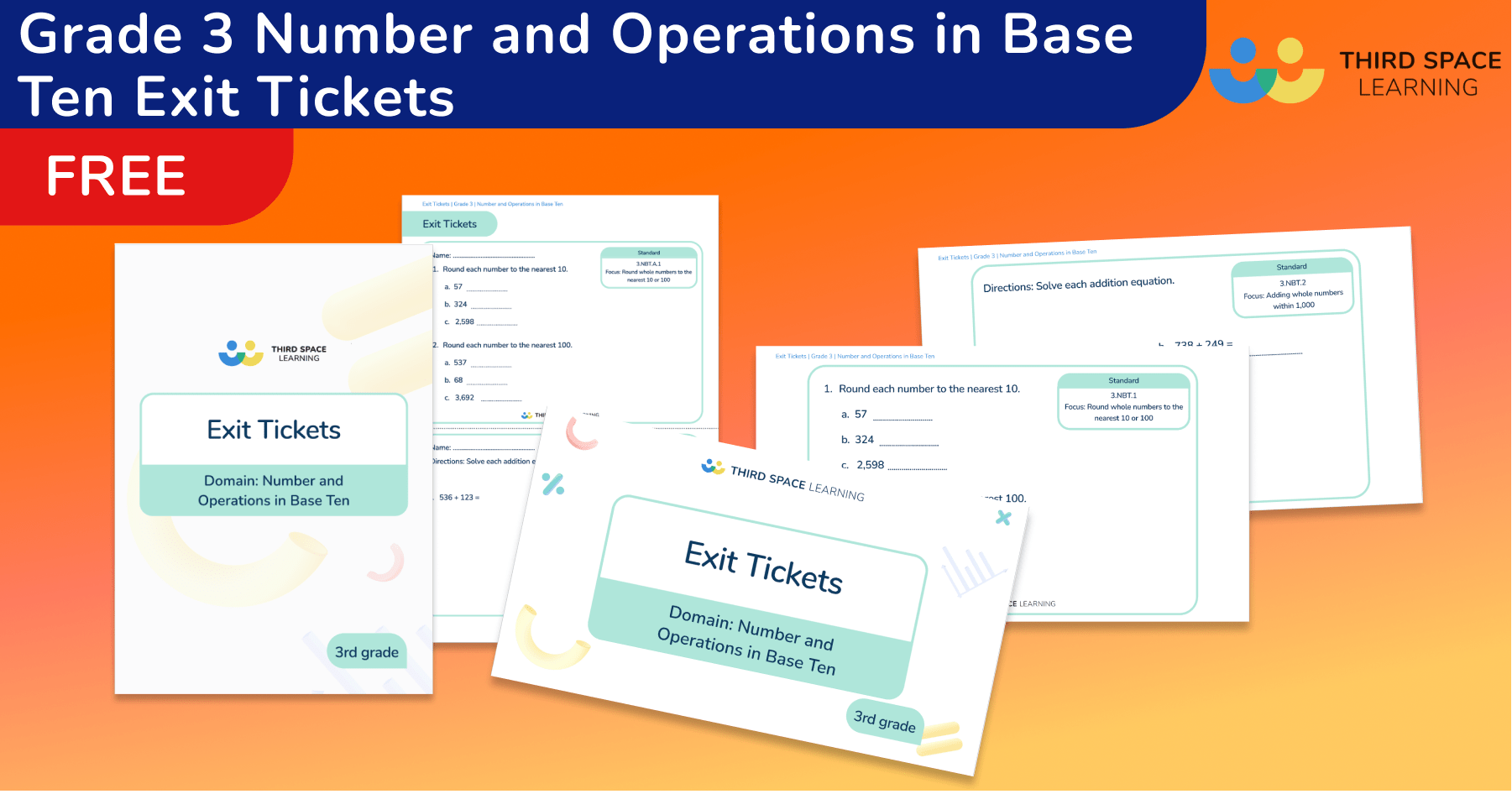 [FREE] Exit Tickets Grade 3 - Number and Operations in Base Ten