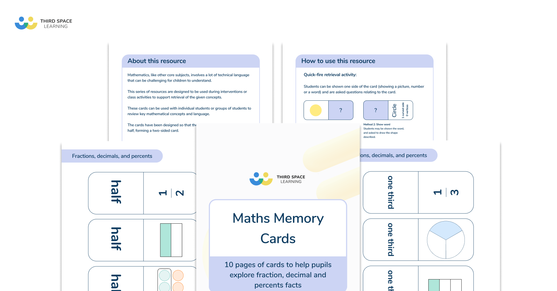[FREE] Maths Memory Cards Fractions, Decimals and Percentages - Third ...