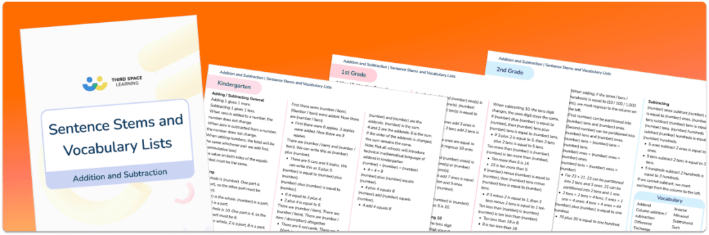 [FREE] Sentence Stems and Vocabulary Lists Addition and Subtraction
