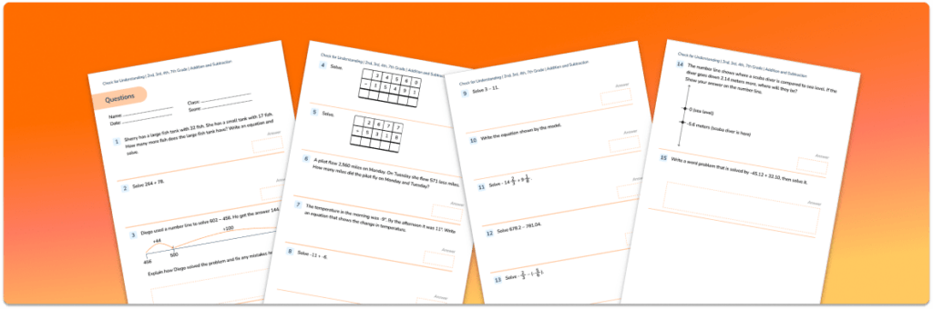 [FREE] Addition and Subtraction Check for Understanding