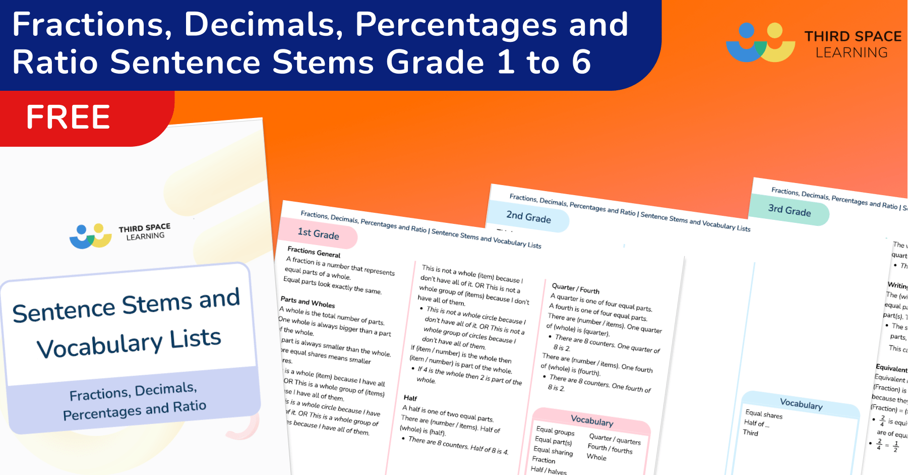 [FREE] Sentence Stems and Vocabulary Lists Fractions, Decimals ...