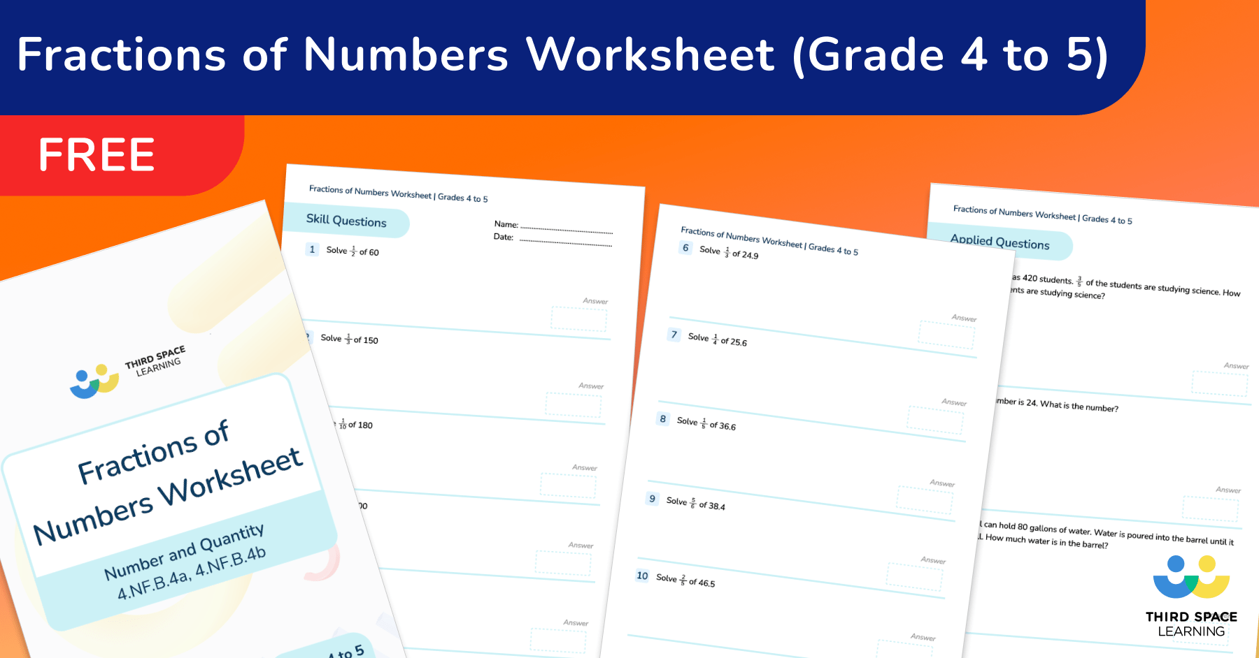 [FREE] Fractions Of Numbers Worksheet