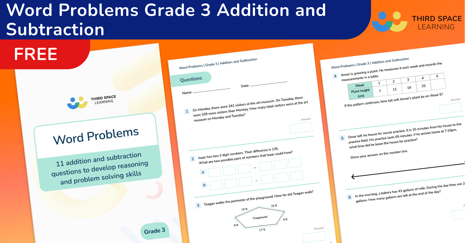 [FREE] Word Problems Grade 3 Addition and Subtraction