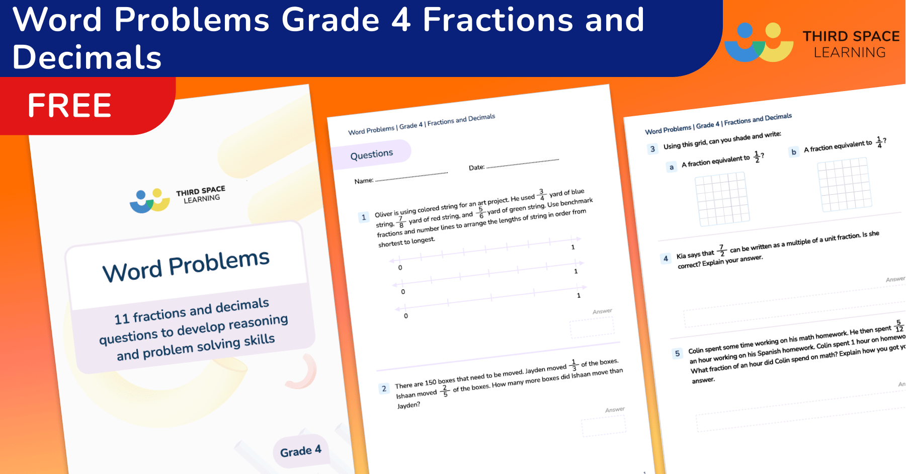 [FREE] Word Problems Grade 4 Fractions and Decimals