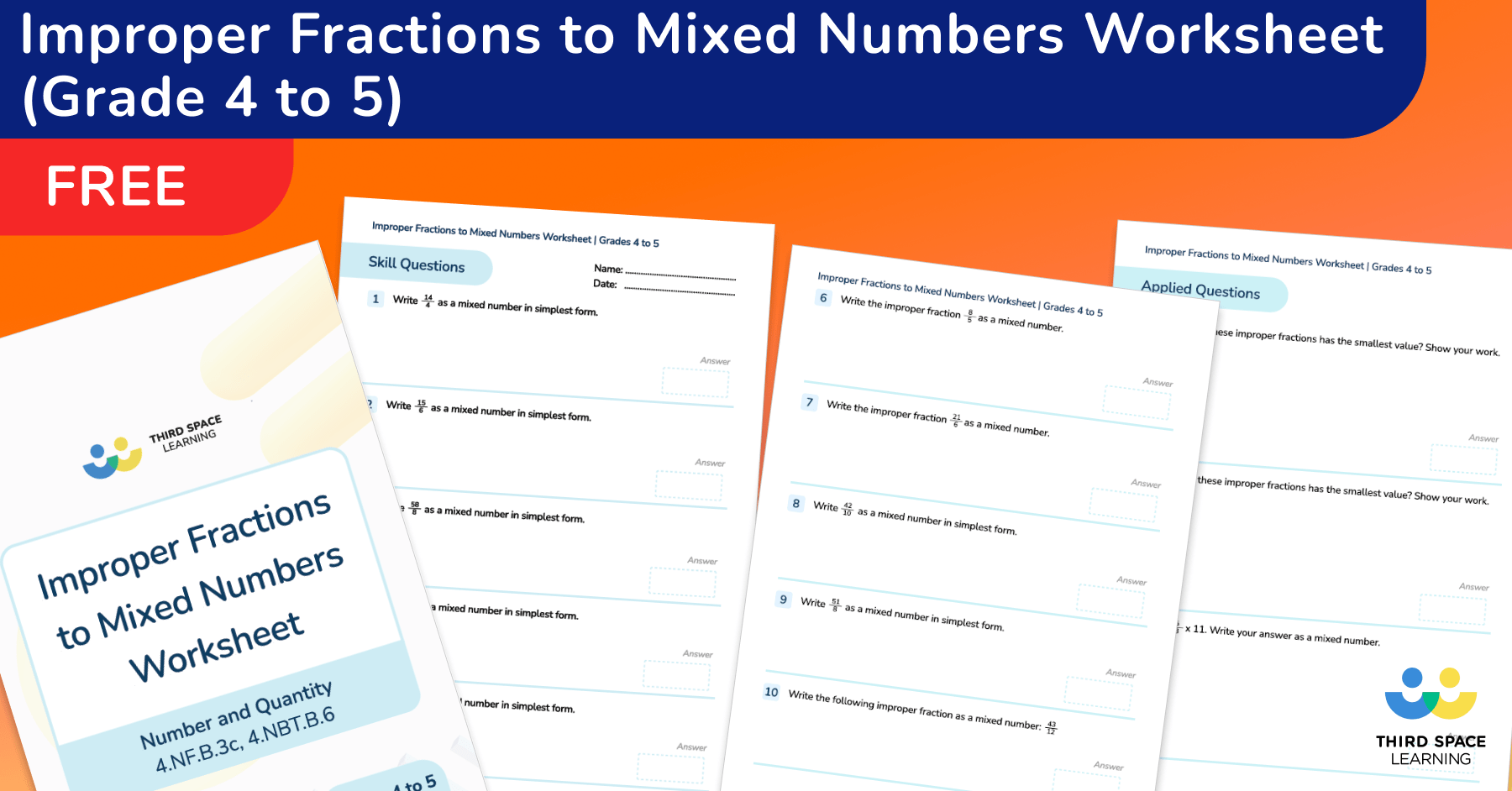 [FREE] Improper Fractions To Mixed Numbers Worksheet