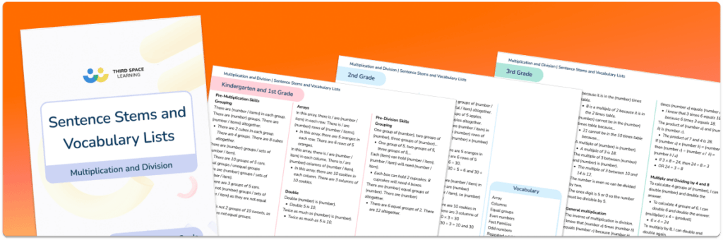 [FREE] Sentence Stems and Vocabulary Lists Multiplication and Division