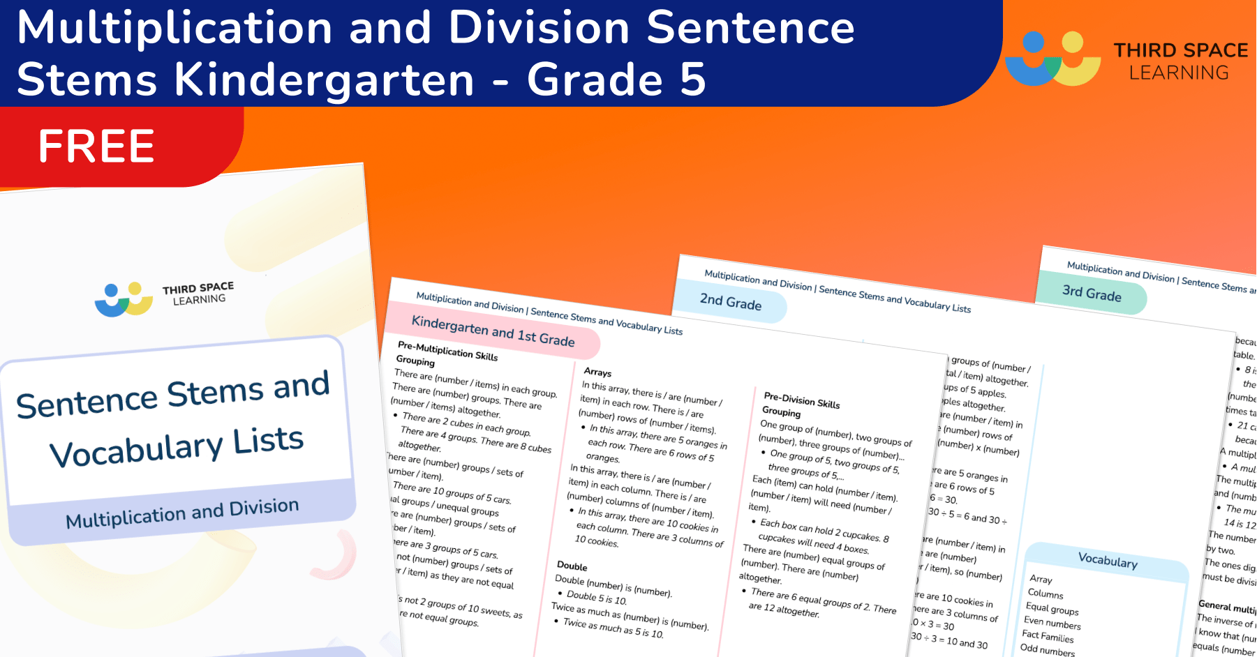 [FREE] Sentence Stems and Vocabulary Lists Multiplication and Division
