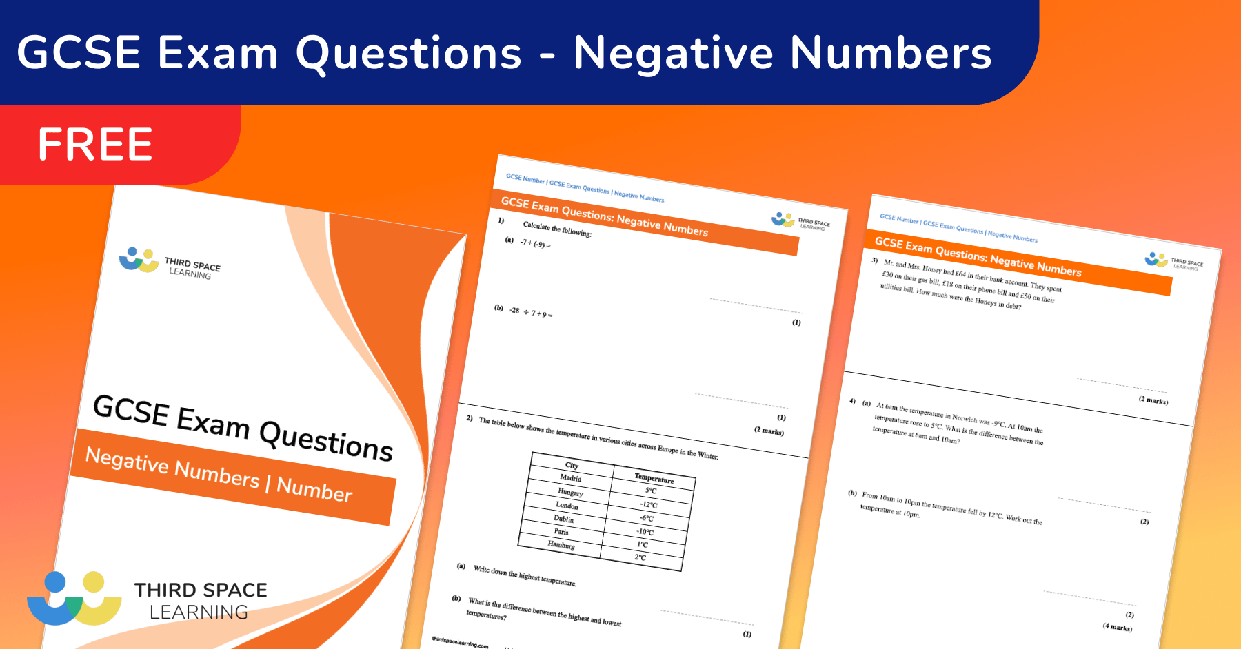 Negative Numbers Exam Questions - GCSE Maths [FREE]