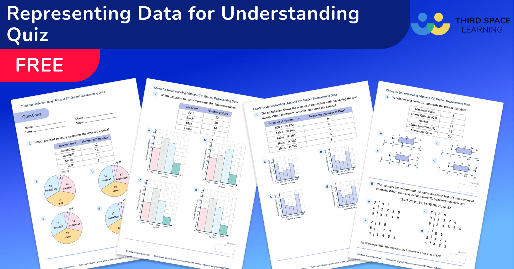 [FREE] Representing Data Check for Understanding