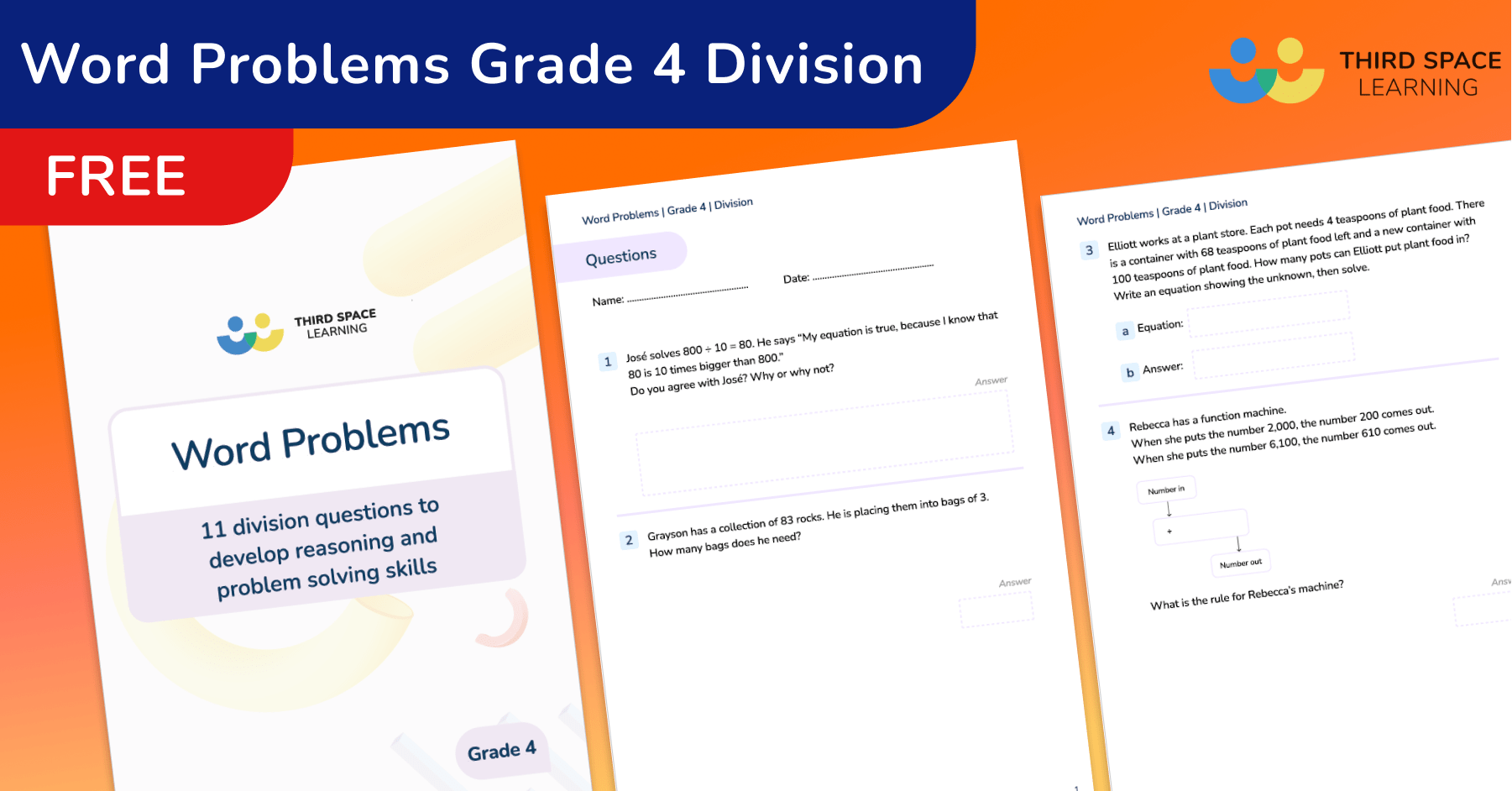 [FREE] Word Problems Grade 4 Division