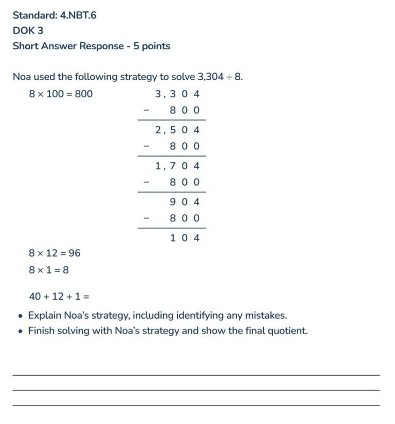 4th Grade Math Test And Answer Key: Prep For State Assessments