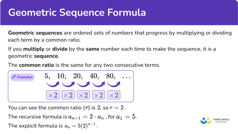 Geometric Sequence Formula - Math Steps, Examples & Question
