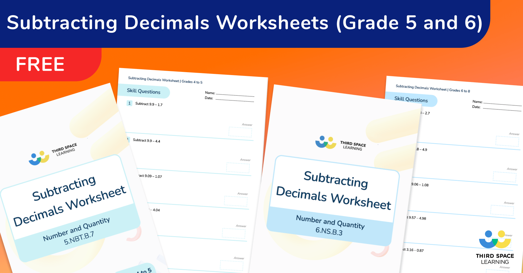 [FREE] Subtracting Decimals Worksheets