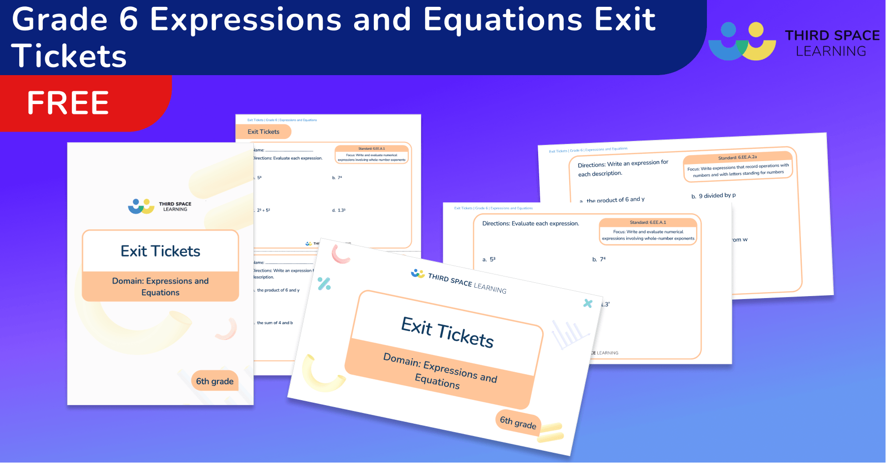 [FREE] Exit Tickets Grade 6 - Expressions and Equations