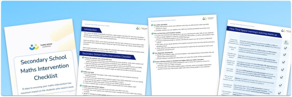Secondary School Maths Intervention Checklist - Third Space Learning