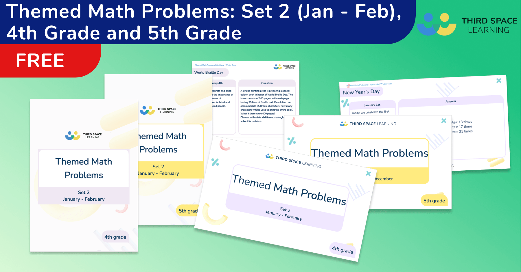 [FREE] Themed Math Problems: Winter Term (Jan - Dec), 4th and 5th Grade