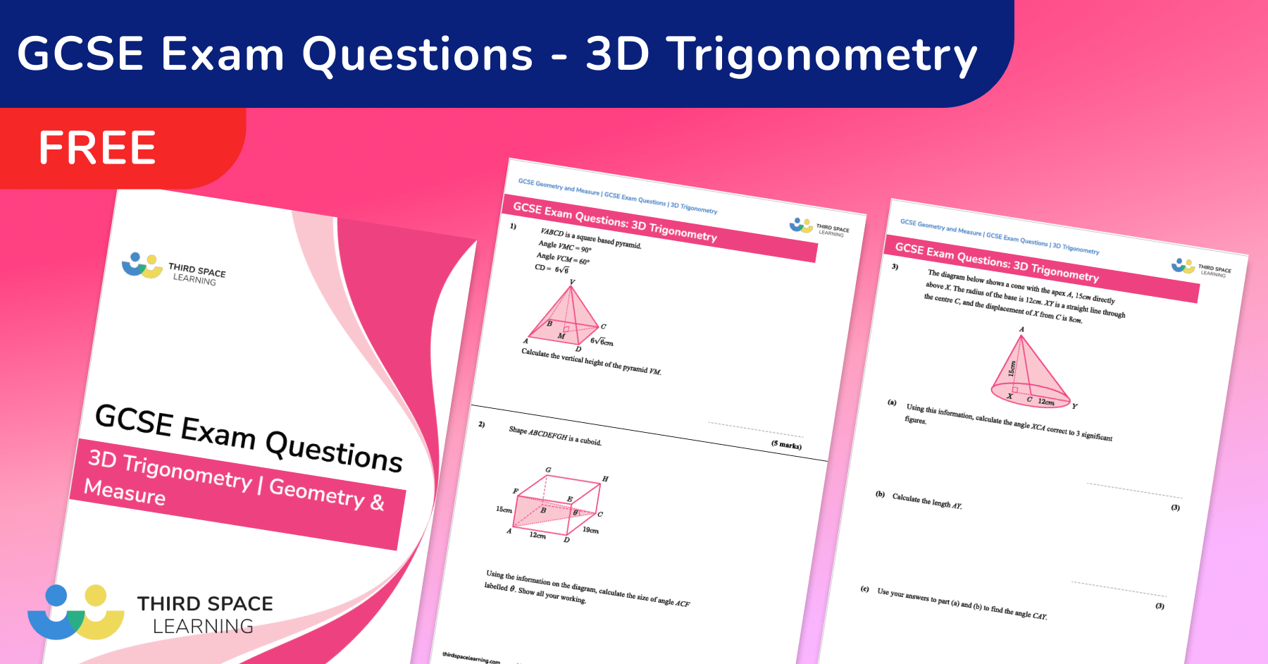 3D Trigonometry Exam Questions - GCSE Maths [FREE]