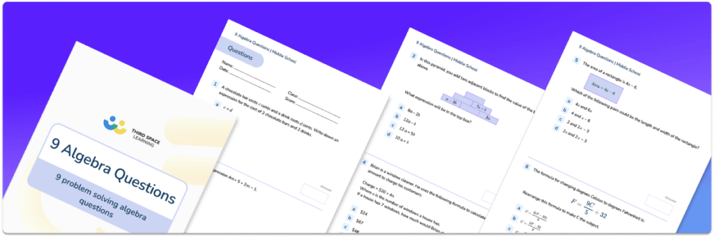 [FREE] 9 Algebra Questions for Middle School