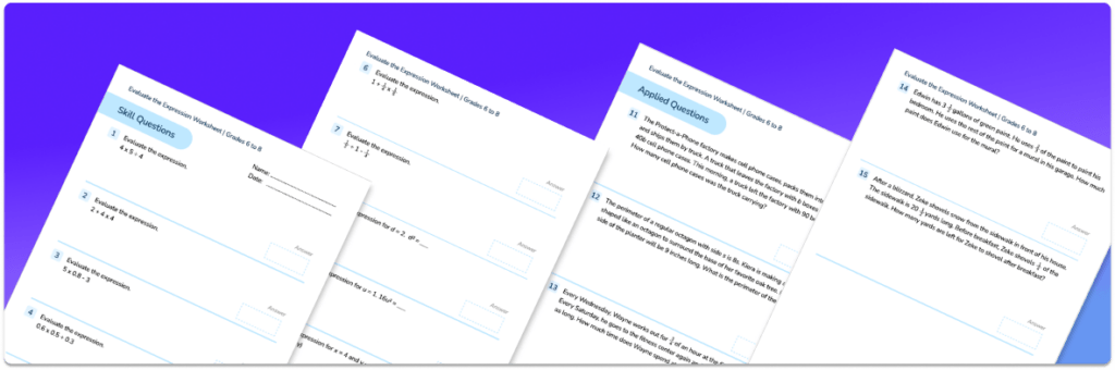 [FREE] Evaluate the Expression Worksheet