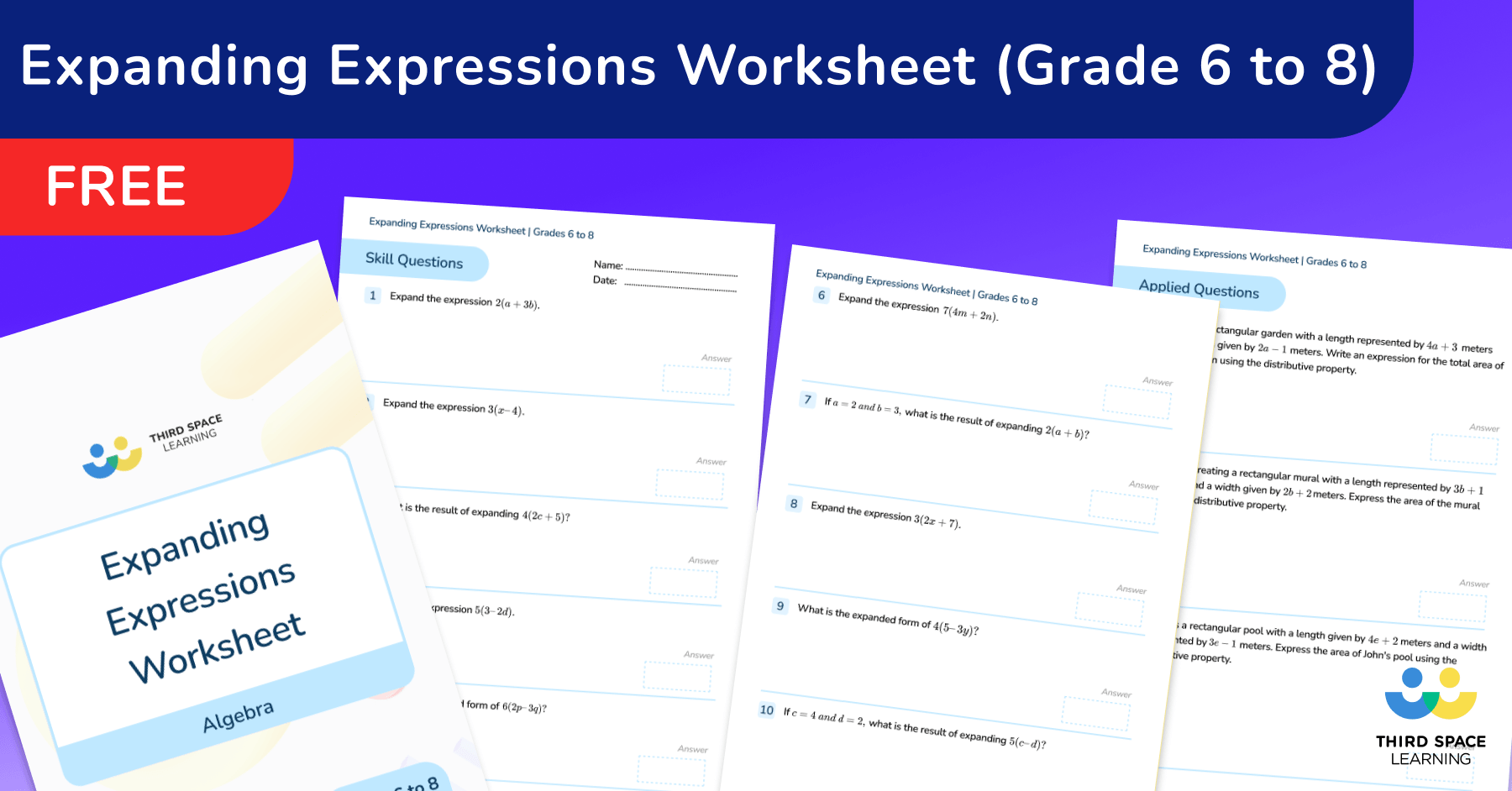 [FREE] Expanding Expressions Worksheet