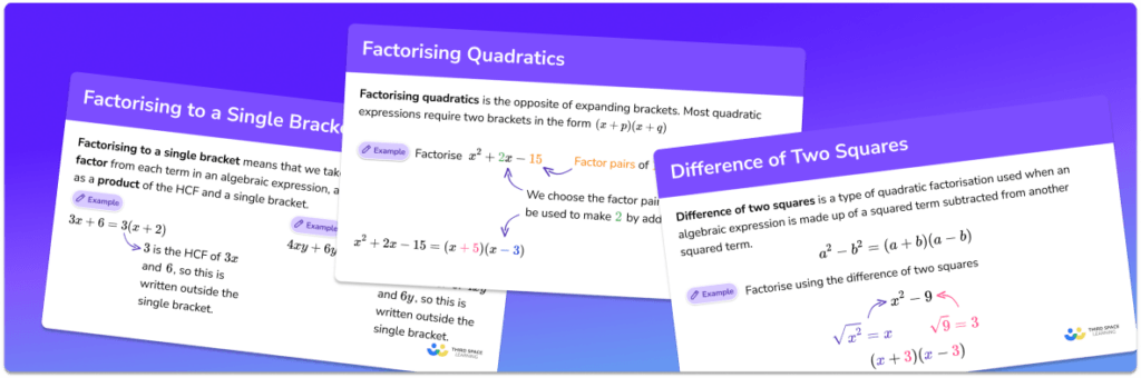 [FREE] GCSE Revision Cards: Factorising
