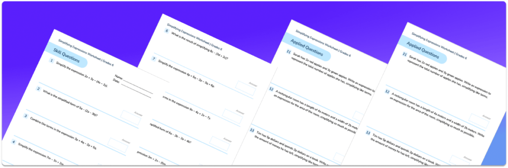 [free] Simplifying Expressions Worksheet